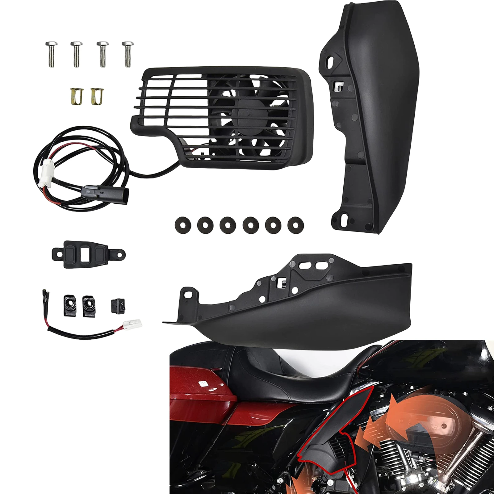 Motorcycle Air Heat Deflector with Fan Cooler For Harley Davidson ...