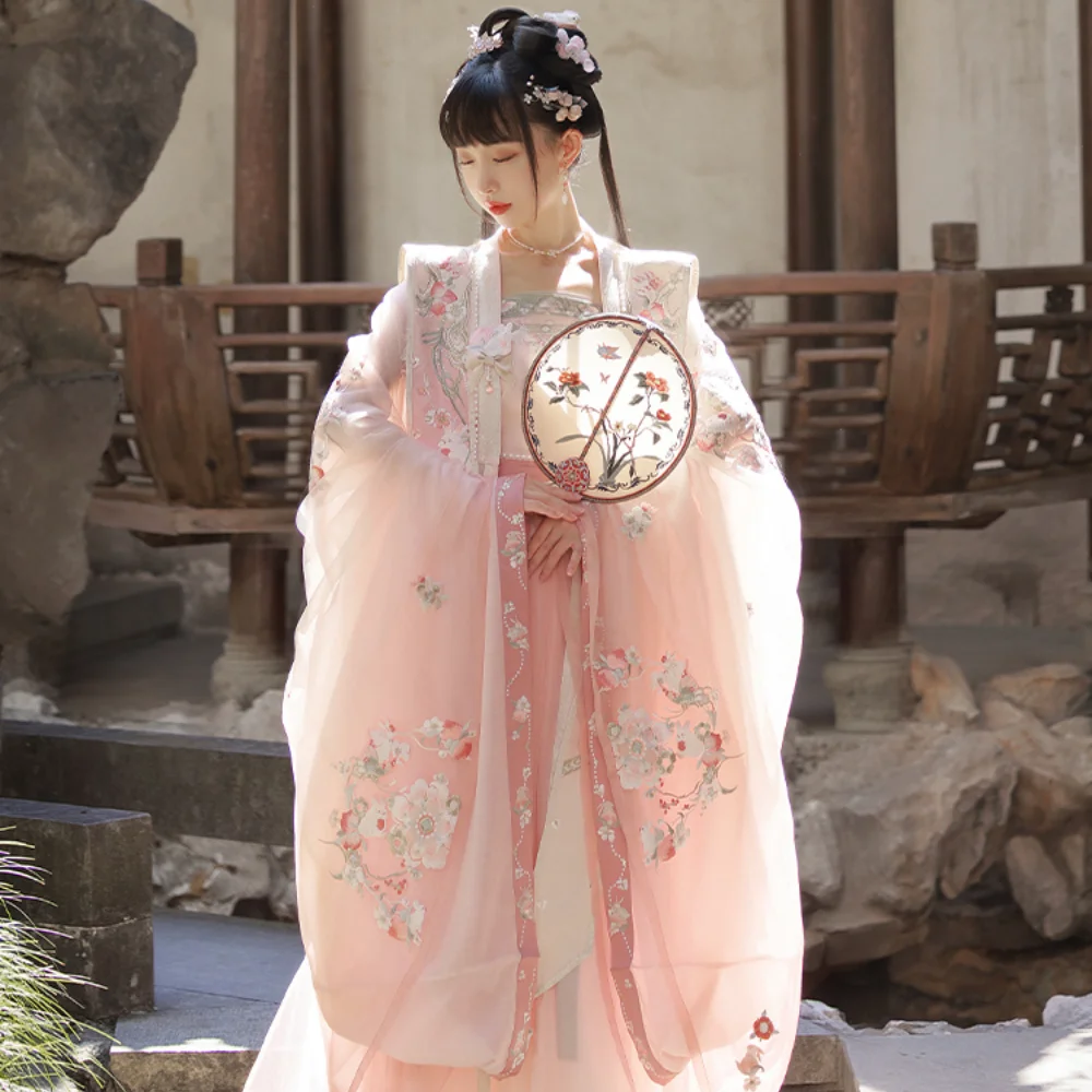 ShiSanYu-Sweet-Pink-Floral-Embroidery-Hanfu-Dresses-For-Women-2022 ...