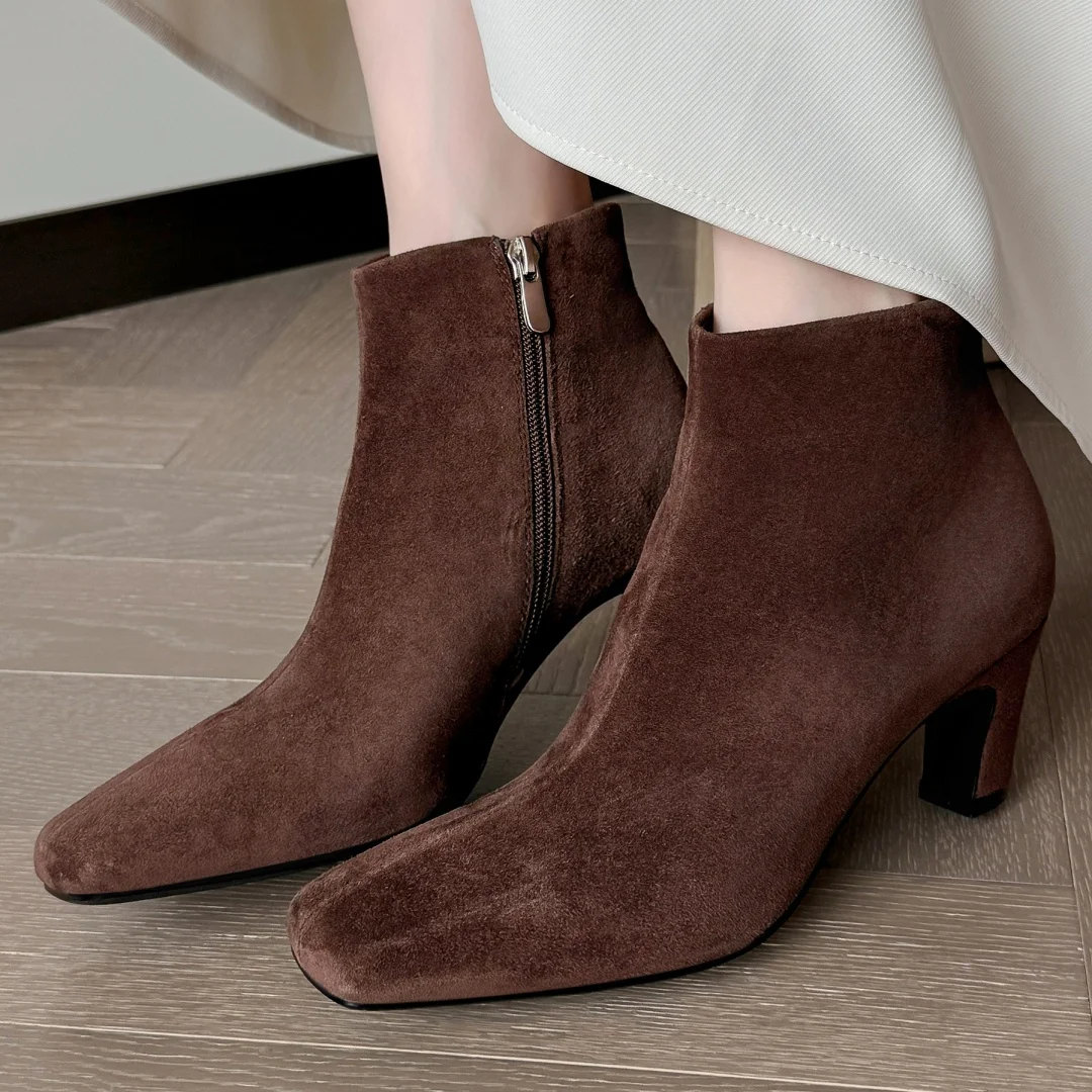 Women-s-natural-suede-leather-6cm-thin-high-heel-square-toe-side-zip ...