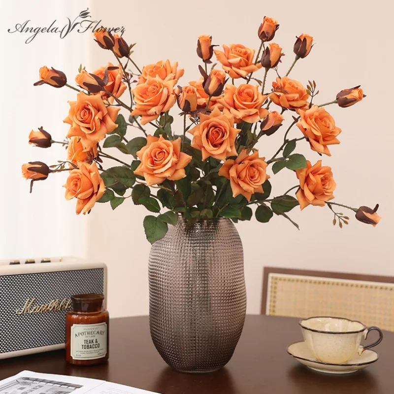 6 Heads Artificial Silk Rose Home Room Table Vase Decor Materials ...