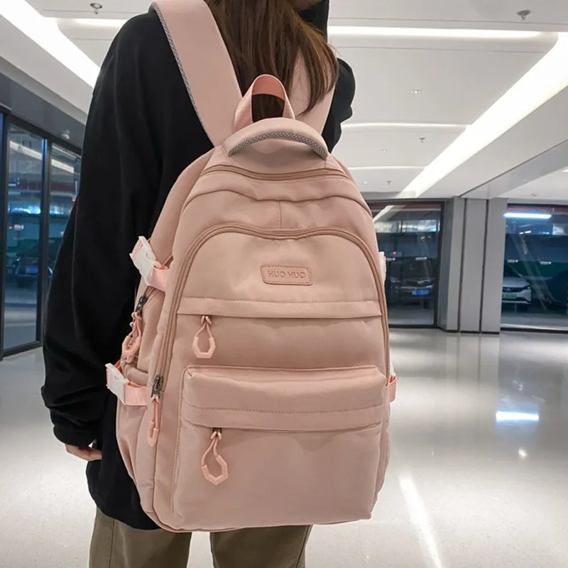 Girls-School-Bag-Nylon-Backpack-Travel-Rucksack-Multi-Pockets ...