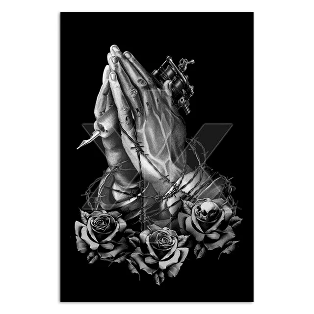 Praying Hands Tattoo With Roses