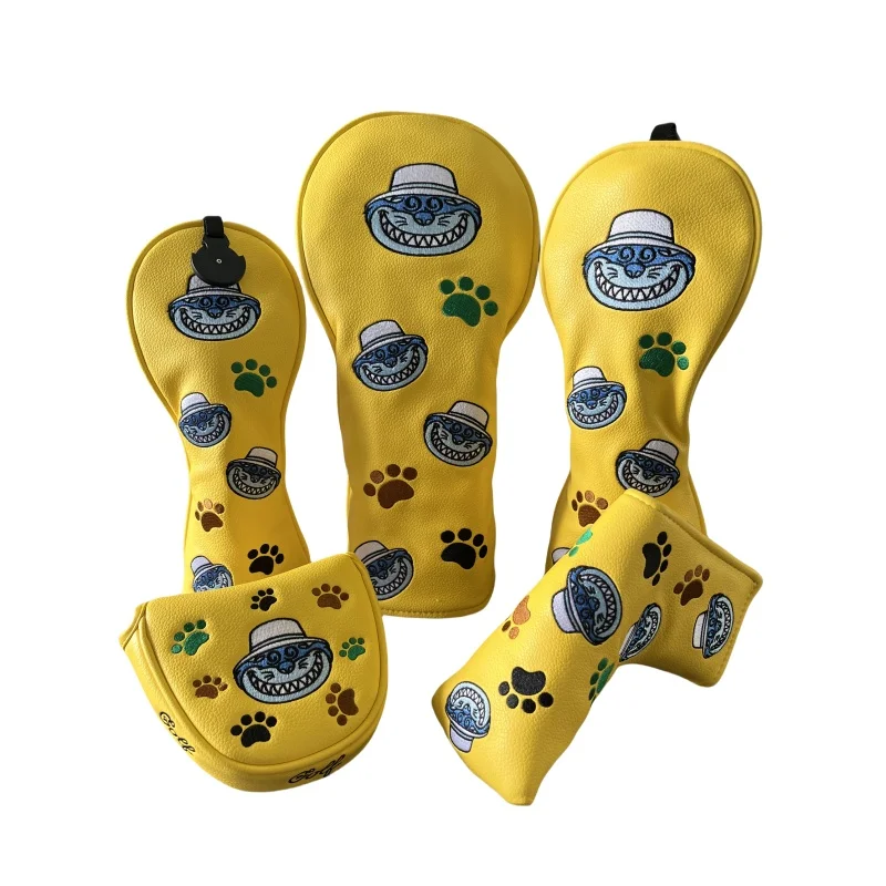 Golf-Wood-Head-Cover-Yellow-Cartoon-Cat-Golf-Fairway-Woods-Fw-UT-Set ...