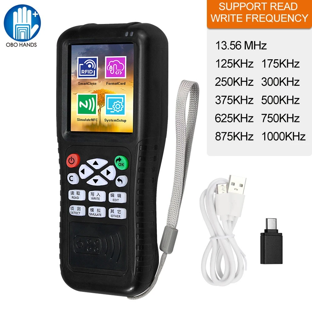 RFID Duplicator 13.56 IC/ID Card Reader Writer Cloner 125KHz Programmer ...