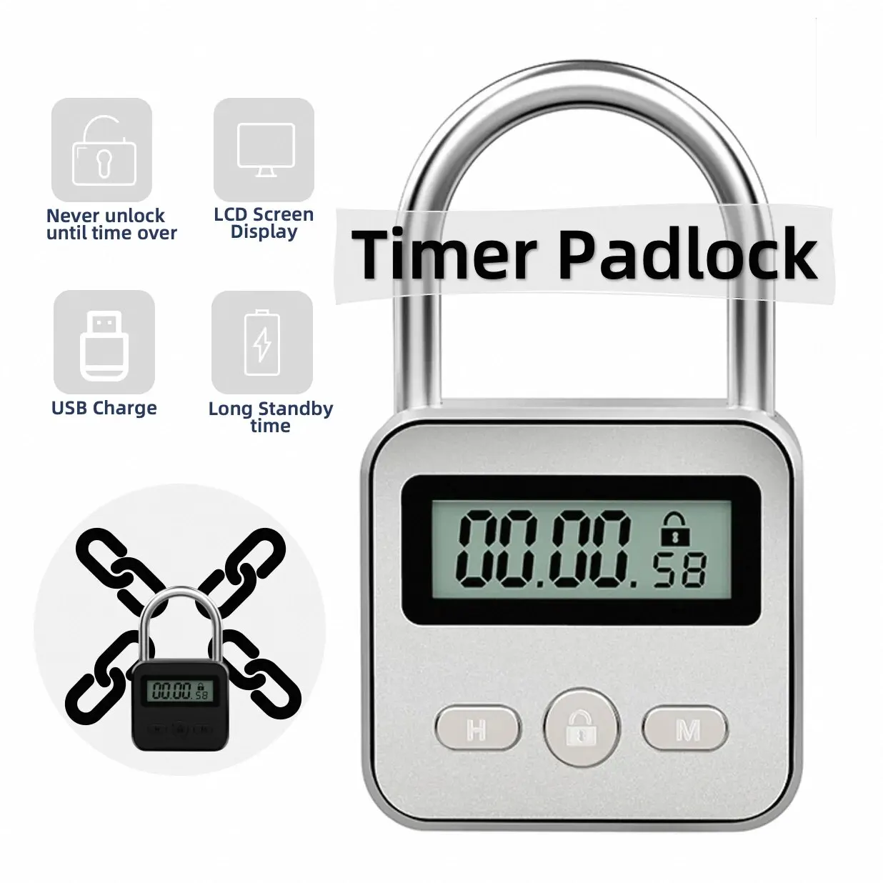 Timer-Padlock-LCD-HD-Display-Add-Backlight-Zinc-Alloy-99-Hours-Max ...
