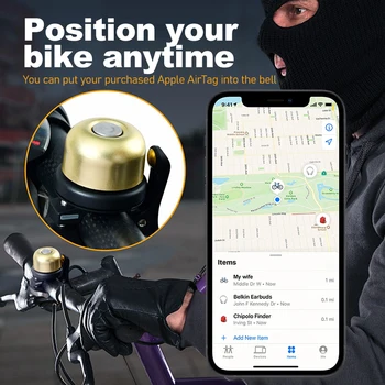 Classic Brass Bike Bell For Apple AirTag Case Waterproof Bike Mount ...