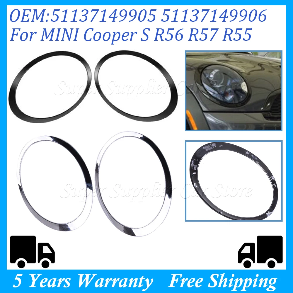 51137149905-Chrome-Car-Headlight-Trim-Ring-Headlamp-Cover-For-Mini ...