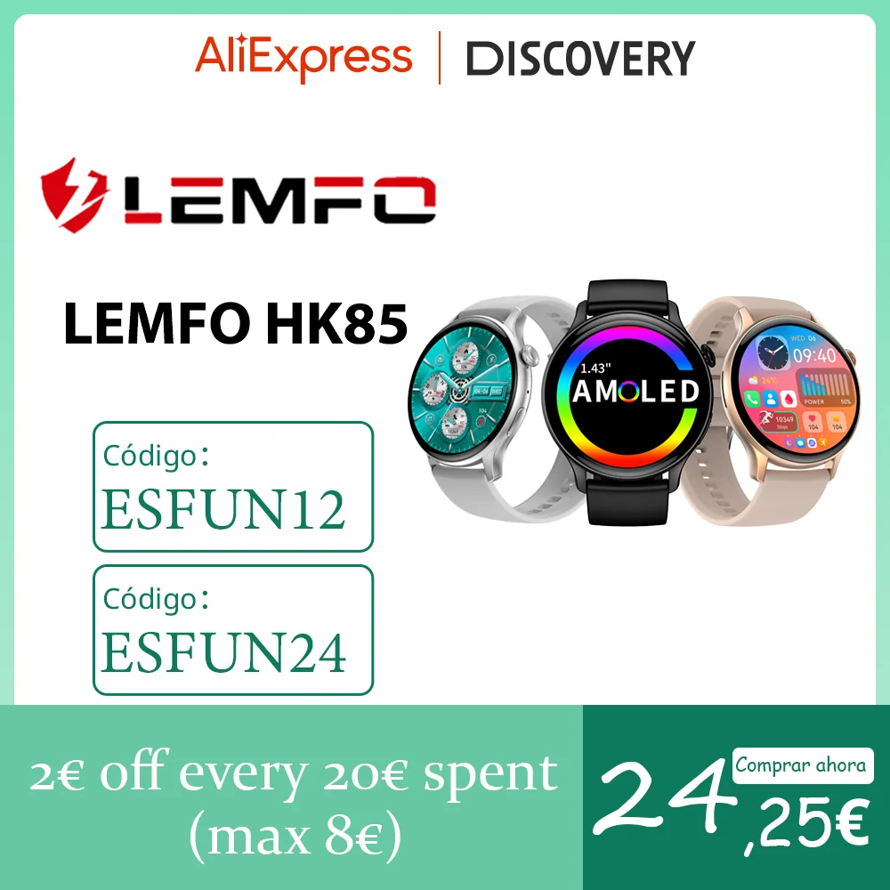 LEMFO-reloj inteligente HK85 para hombre y mujer, pulsera con Pantalla Amoled, Monitor de salud ...