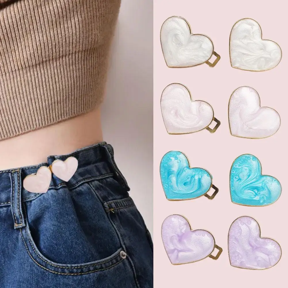 Metal-Heart-Buttons-Snap-Fastener-Pants-Pin-Detachable-Clip-Waist ...