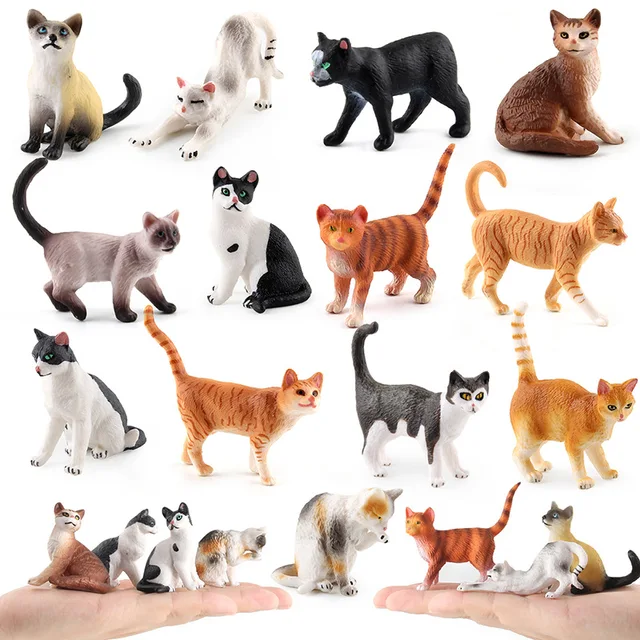 New Simulation Wild Animal Model Toys Set White Pet Cat Poultry Orange ...
