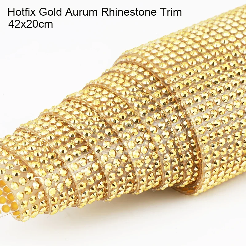 New-42x20cm-Hotfix-Flatback-Gold-Aurum-Rhinestone-Trim-Sticker-Self-Adhesive-Resin-Rhinestone ...