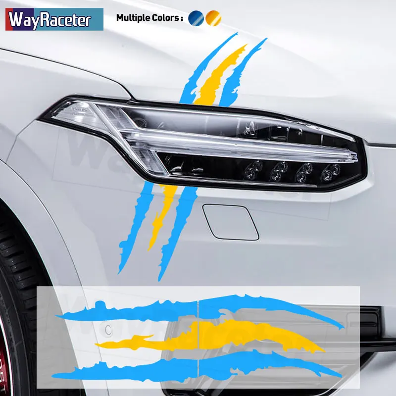 1 Pc Ghost Claw Stripes Decal Sweden Flag Car Headlight Eyebrow Sticker ...
