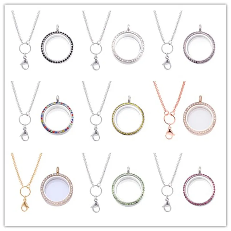 1Pcs-Stainless-Steel-With-Chain-Glass-Memory-Living-Rose-Gold-Color ...