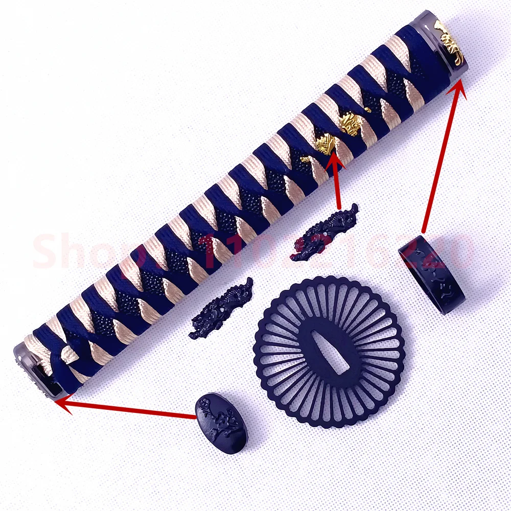 Beautiful-Handle-Tsuka-Hilt-Steel-Tsuba-Handguard-Guard-Iron-Fuchi ...