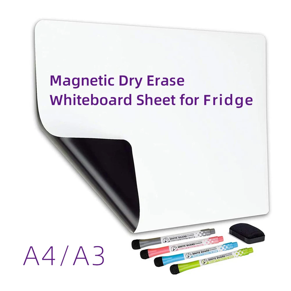 A3 A4 Size Magnetic Whiteboard Dry Erase White Boards Soft Home Office ...