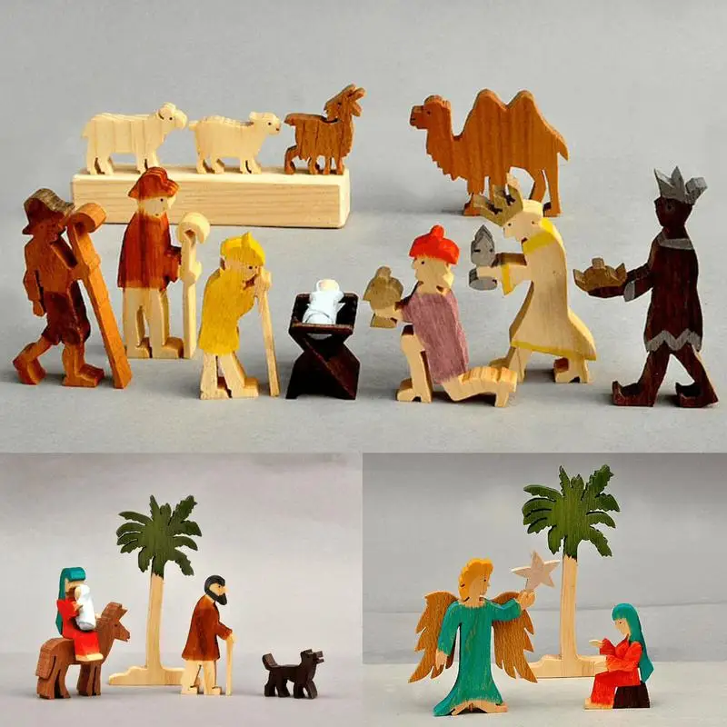 17Pcs-set-Wooden-Christmas-Nativity-Set-With-Baby-Nativity-Critters-And ...
