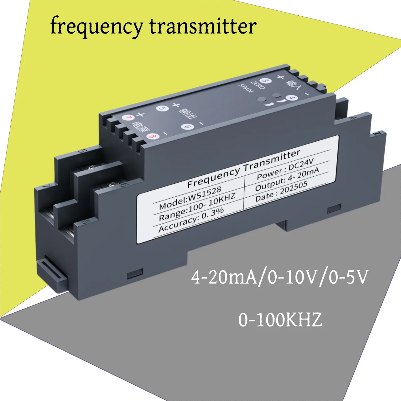 Transductor transmisor de frecuencia 45-55HZ 50HZ 100KHZ 4-20mA 0-10V ...