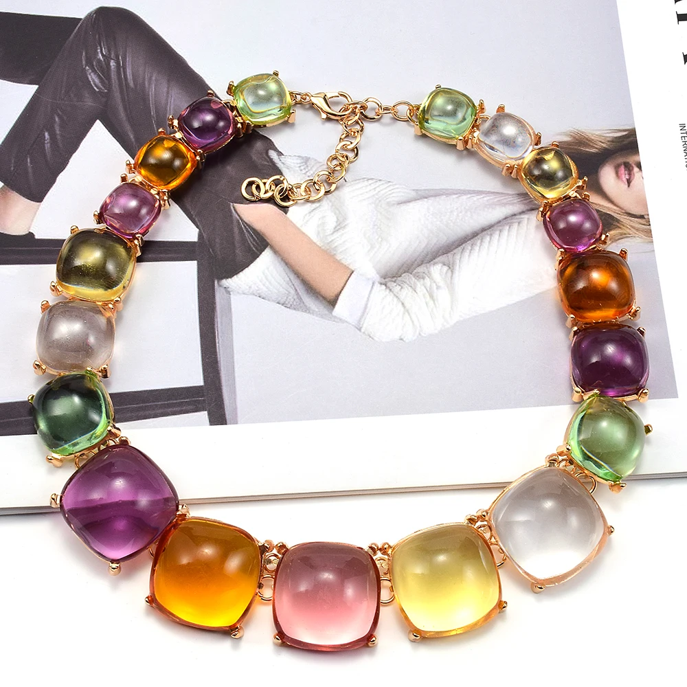 Trendy Fashion Transparent Resin Choker Necklace Jewelry For Women ...