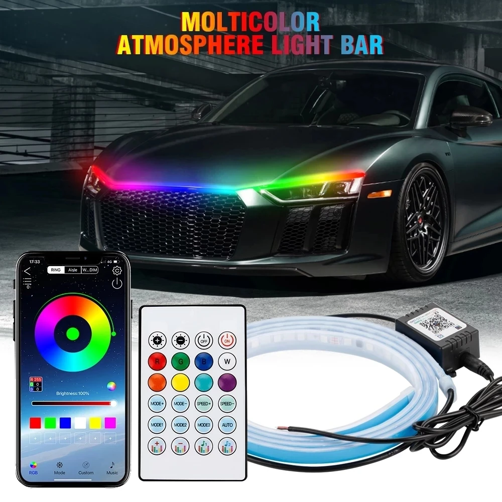 Okeen Rgb Led Colorful Car Headlight Strip Universal Daytime Running ...