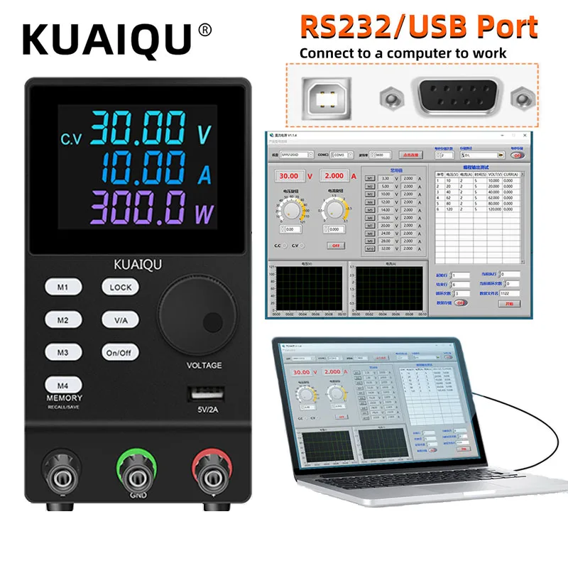 RS 232/USB Programmable Adjustable Power Supply 30V 60V 120V 200V 300V ...