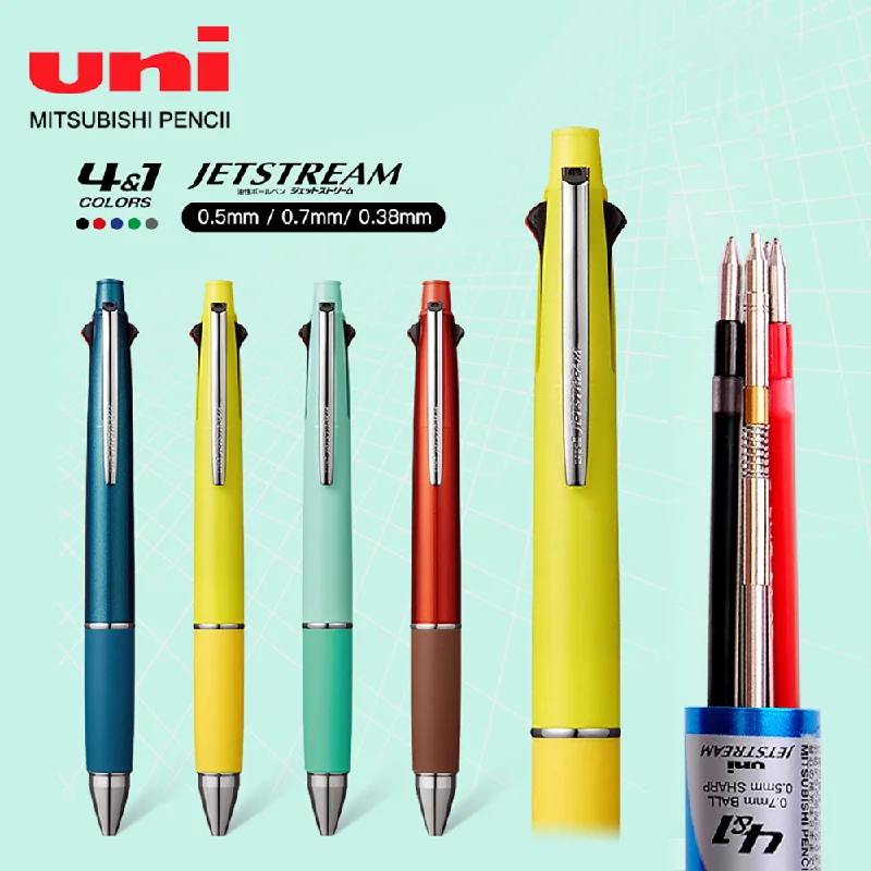 1pcs UNI JETSTREAM MSXE5-1000 Multifunction Pen 0.38/ 0.5/0.7mmFour Color Ballpoint Pen+0 ...