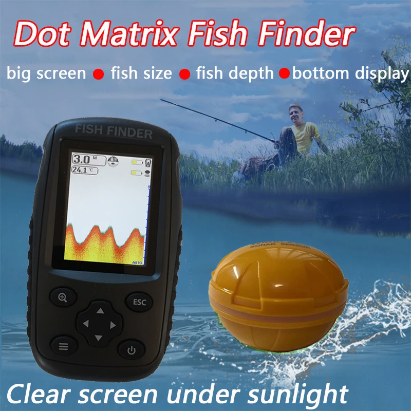 Free-Shipping-Fish-Finder-200meters-Colorful-Wireless-Dot-Matrix-Sonar ...
