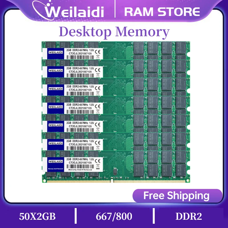 Weilaidi Desktop Memory Ram Ddr2 1gb 2gb 2g Pc2-6400 800mhz Pc2-5300 ...