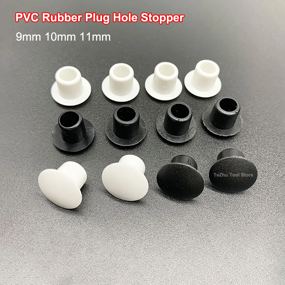 9mm-10mm-11mm-PVC-Rubber-Plug-Hole-Stopper-Black-White-Hollow-Rubber ...