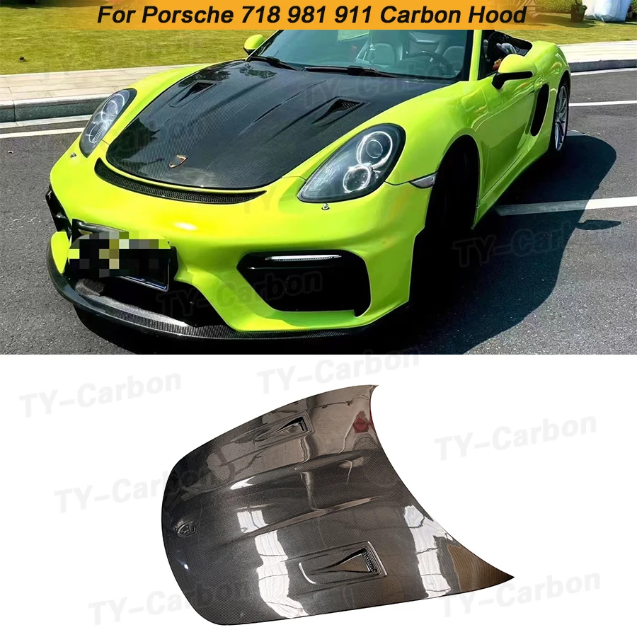 For-Porsche-718-981-Boxster-Cayman-Real-Carbon-Fiber-Front-Bumper-911 ...
