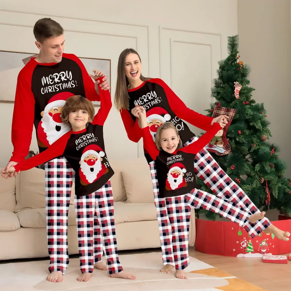 New-2024-Family-Christmas-Pajamas-Set-Adults-Kids-Matching-Outfits ...