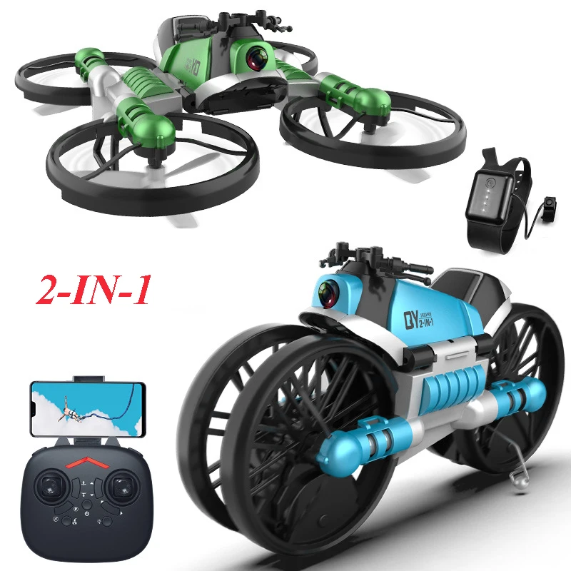 2.4G Radio RC Motorcycle Folding Quadcopter 2-in-1 Hand Gesture Sensing ...