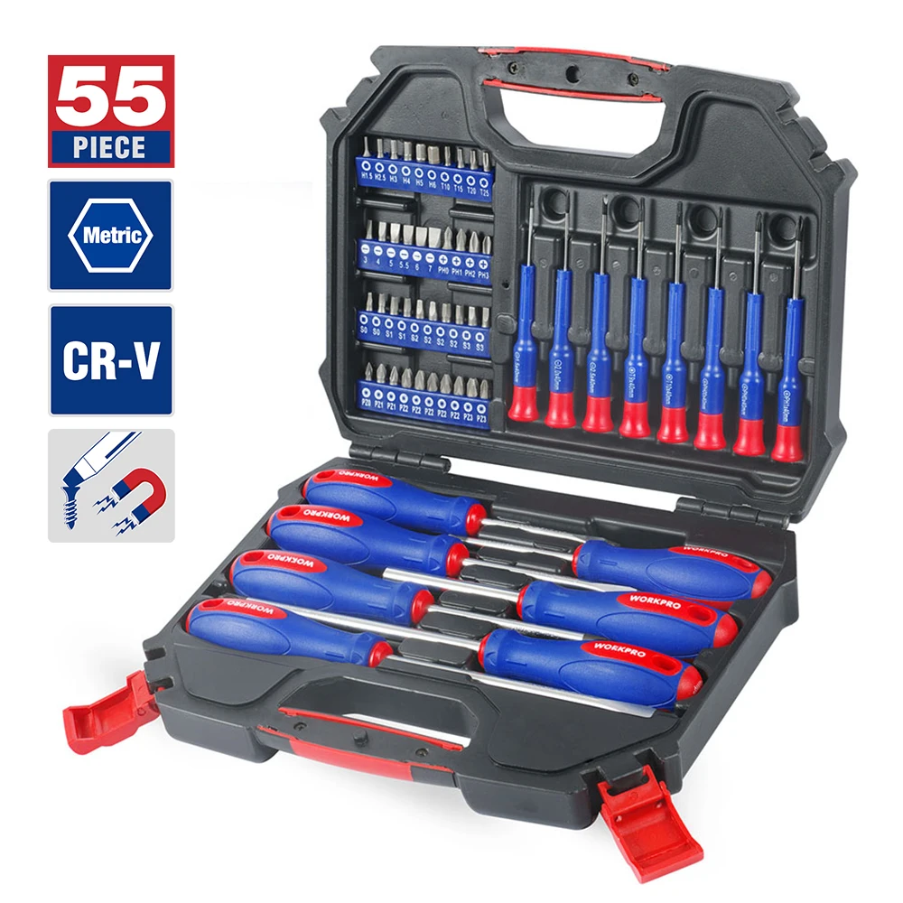 WORKPRO 55 PCS Screwdriver Set Precision Screwdrivers Set Screwdriver ...