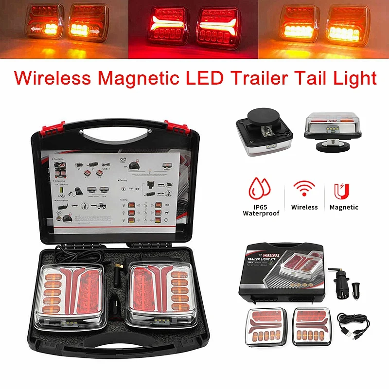 12V 24V Wireless Magnetic LED Trailer Tail Light Truck Rear Light ...