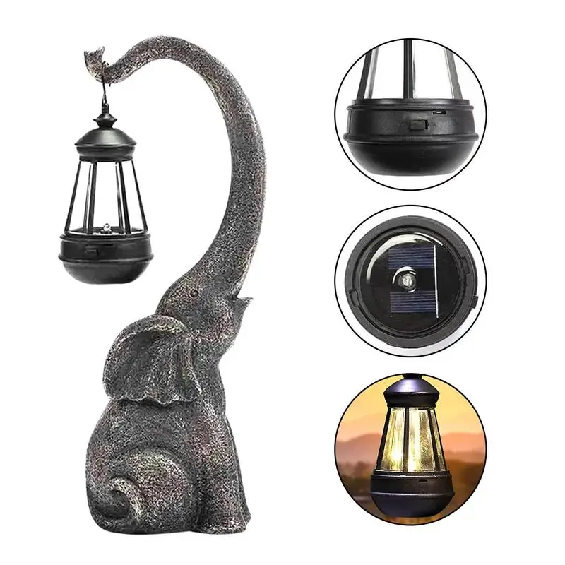 Elephant-Giraffe-Statue-With-Solar-Lantern-Figures-For-Garden-Yard ...