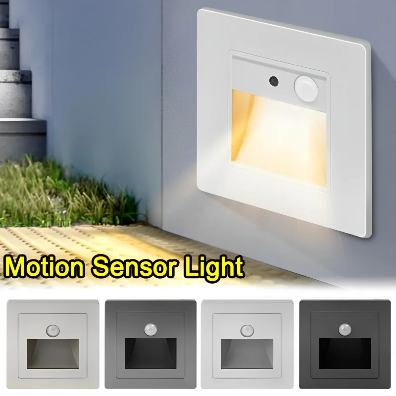 LED-Wall-Lamp-PIR-motion-Recessed-Stair-Light-Indoor-Outdoor-Decoration ...