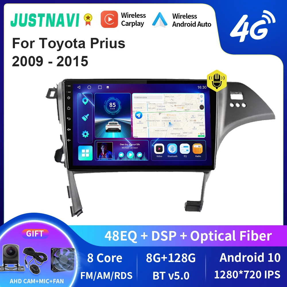 JUSTNAVI-QT10-Wireless-CarPlay-Android-Auto-Radio-For-TOYOTA-Prius-30 ...