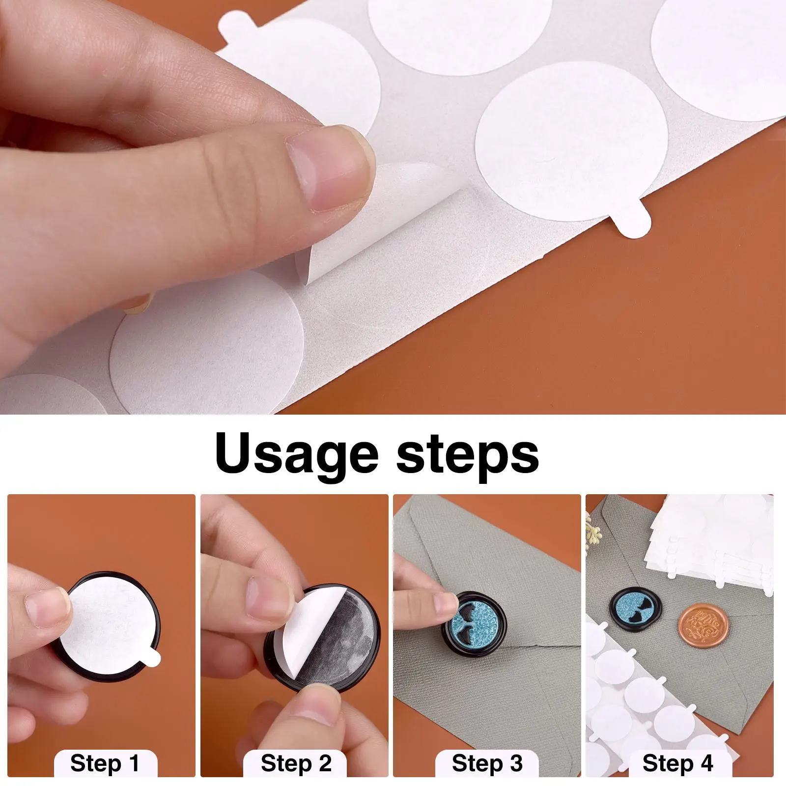 50Pcs-Lacquer-Seal-Sticker-Sealing-Wax-Stamp-Round-Double-Sided-Tape ...