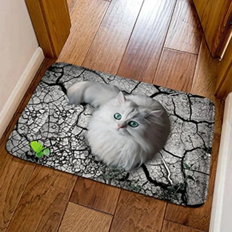Cute Cat Pattern Mat Bathroom Absorbent Bedroom Door Mat Home ...