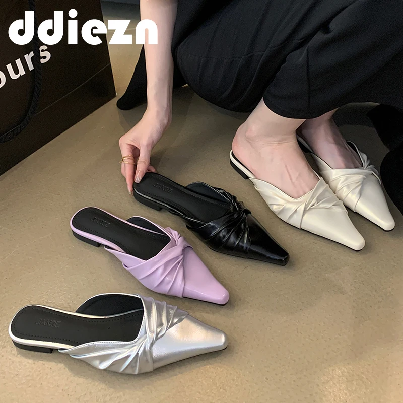 Women-Shoes-Beach-Mules-Flat-Slippers-Shallow-Purple-Slides-2024-Summer ...