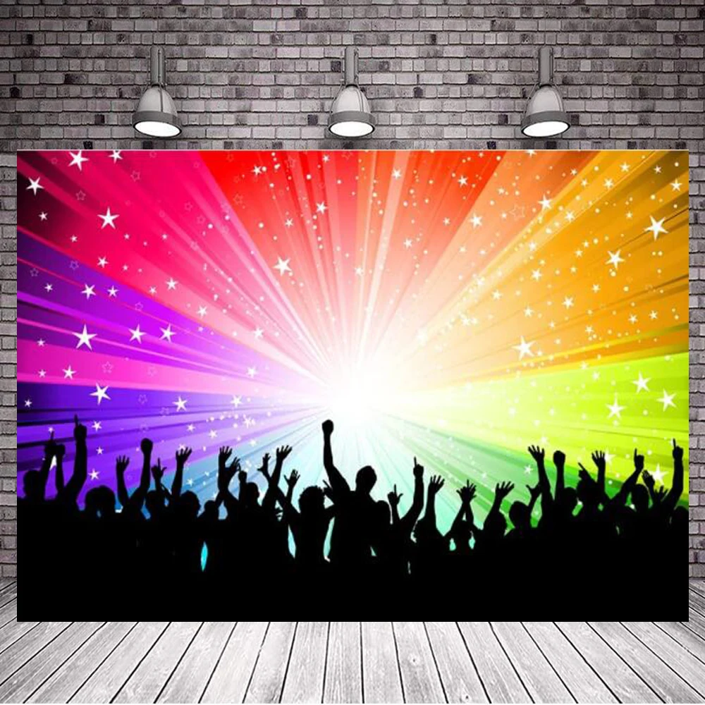 Disco-Photography-Backdrop-Rainbow-Radial-Lines-And-Stars-Crazy-Let-s ...