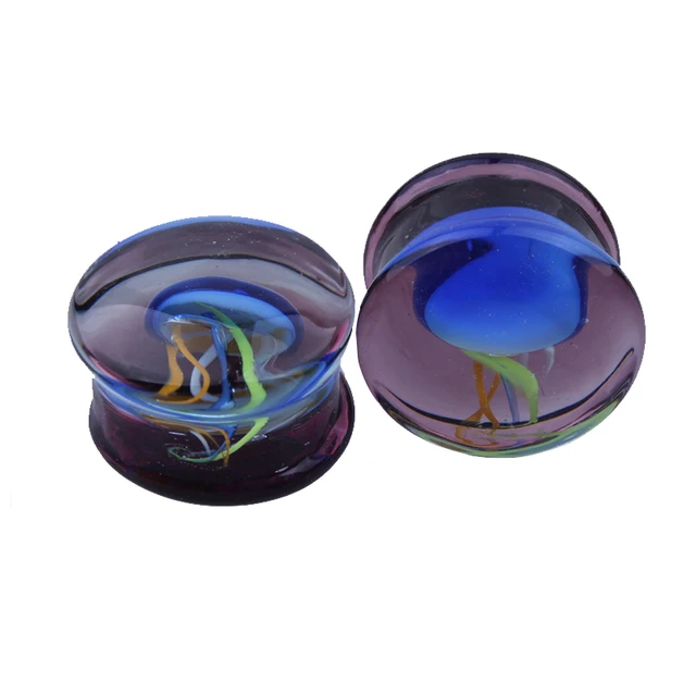 1 Pair Glass Saddle Ear Plugs Jellyfish Mushroom Seaweed Inner Tooth ...