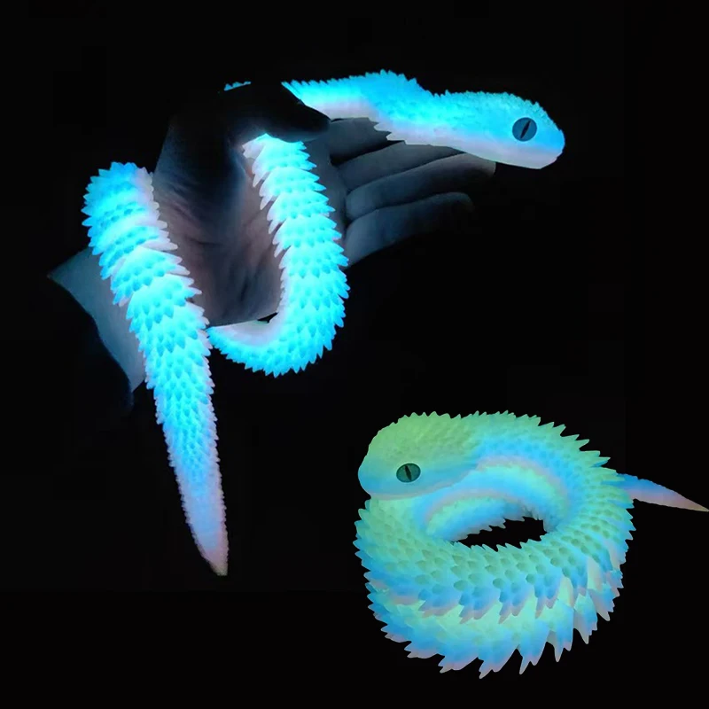 30/60/80cm 3D Printed Luminous Snake Movable Joint Simulation Snake ...