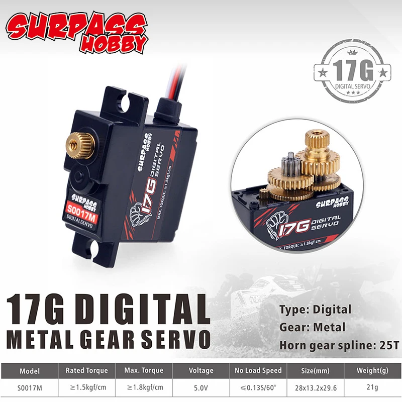 Surpass Hobby Micro Mini Servos S0017m 17g Metal Gear 3.5kg Servo For ...