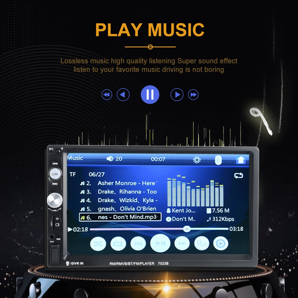 7023b 12led - Autoradio avec lecteur vidéo multimédia, Bluetooth, écran ...