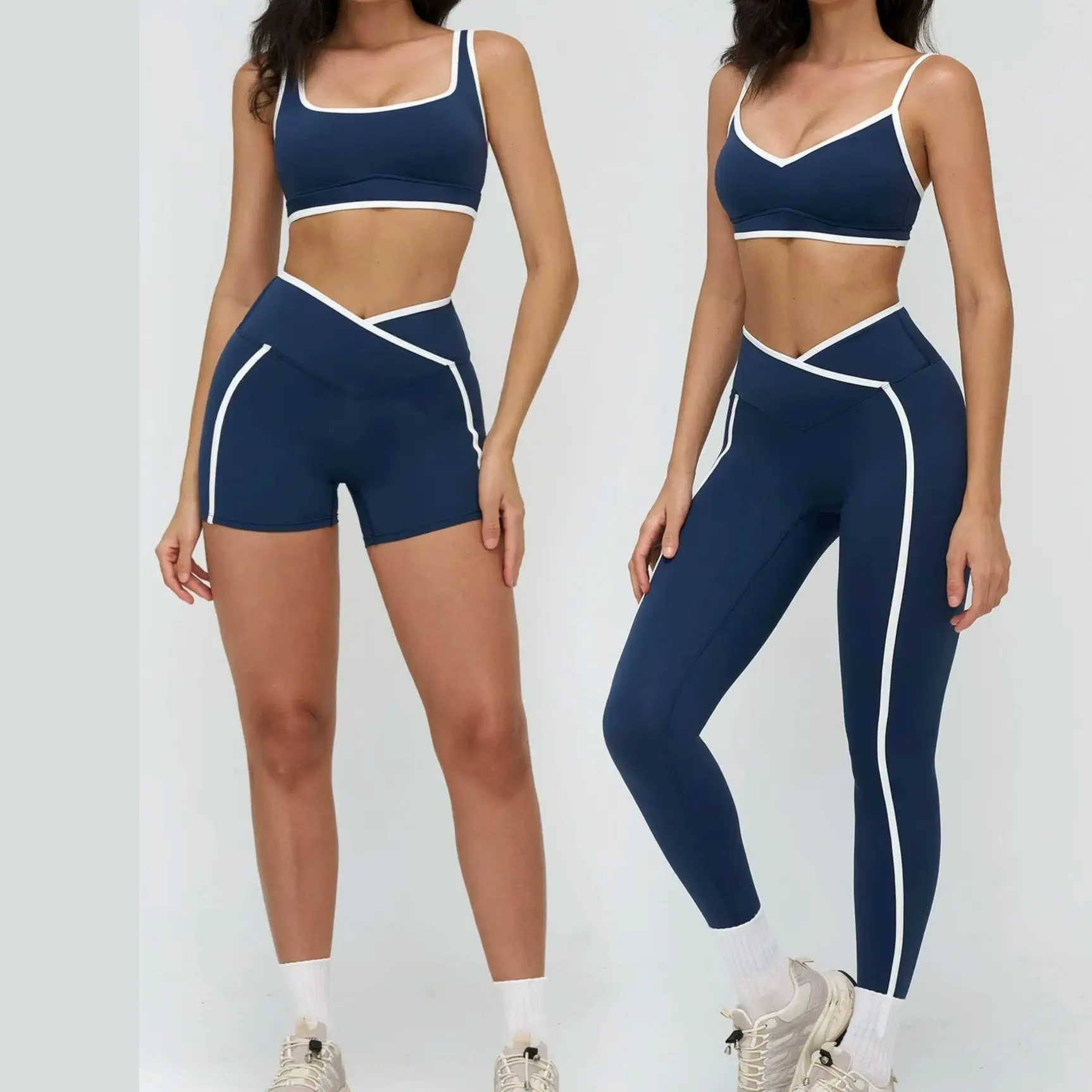 Ningyu Yoga Set Women Tracksuit 2PCS Tight Fitting Color Blocking ...