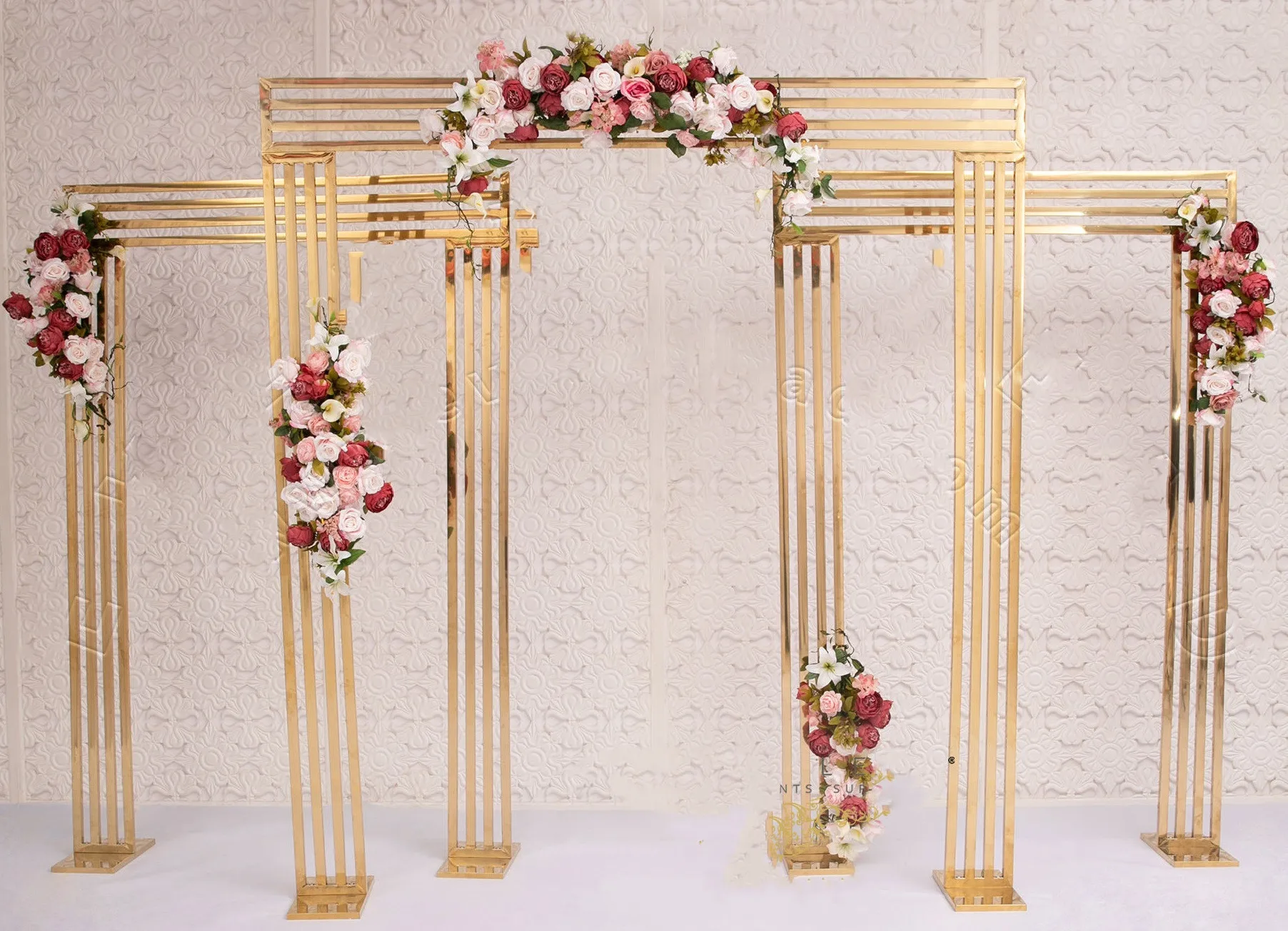 Arch Gilded Shelf Wrought Iron Screen Arches Gold Plated Frame Wedding ...
