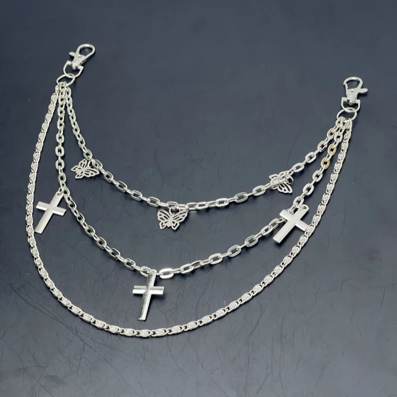 Women-s-pants-chain-Butterfly-Cross-Girl-waist-decoration-silvery-Three ...