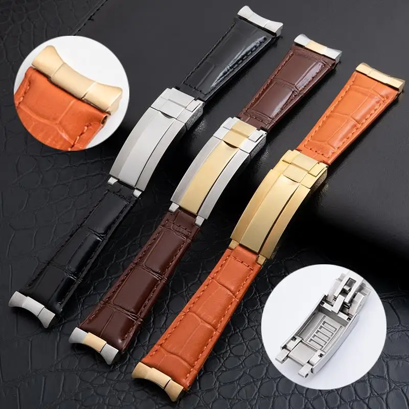 NFR-21mm-Curved-End-End-Link-With-Soft-Genuine-Leather-Watchband-For ...