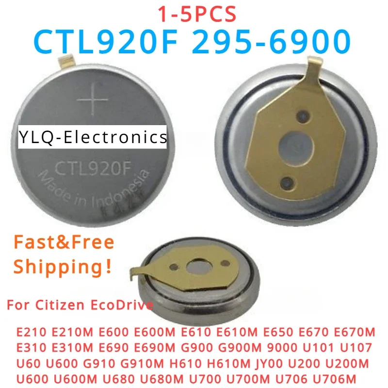 1-5PCS-295-6900-CTL920F-295-6900-CTL920-295-69-Eco-Drive-Watch ...
