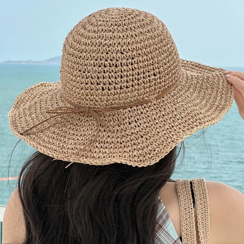 Sombrero de paja coreano de playa de verano para mujer, sombrero de ...